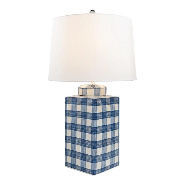 Port 68 x Madcap Cottage Nantucket Gingham Lamp | Chairish