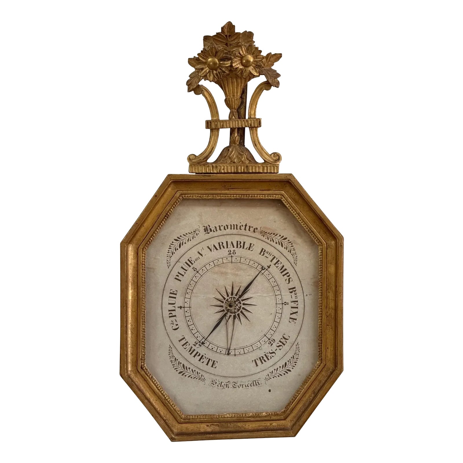 1785 Louis XVI Carved and Gilded Barometer | Chairish