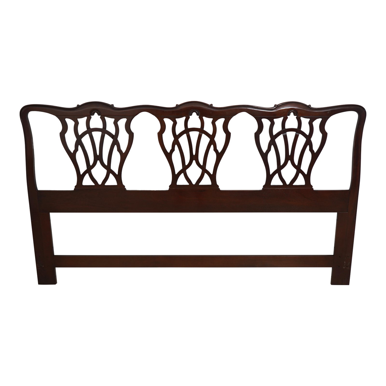 Drexel King Size Mahogany Chippendale Headboard Bed | Chairish