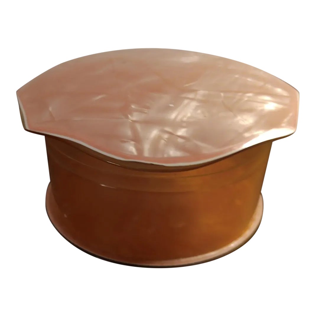 1950s Art Deco Celluloid Lidded Powder Box | Chairish