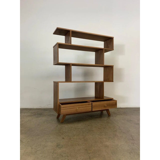 Staggered Bookcase in Walnut - Double Closed | Chairish