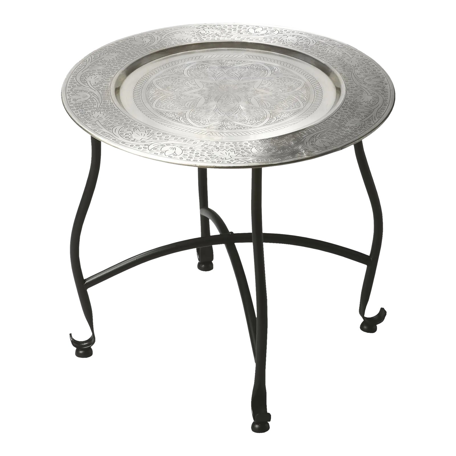 Moroccan Metal Tray Table, Multi-Color | Chairish