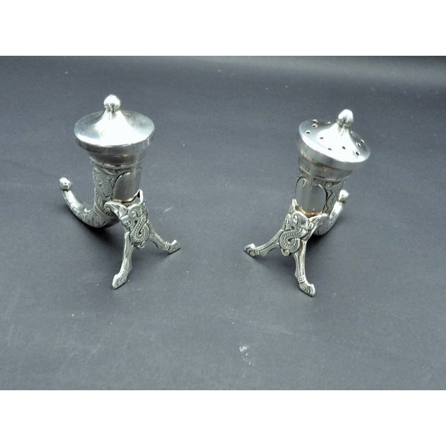 Antique Sterling Silver Norwegian Viking Horn Salt & Pepper Shakers- a ...