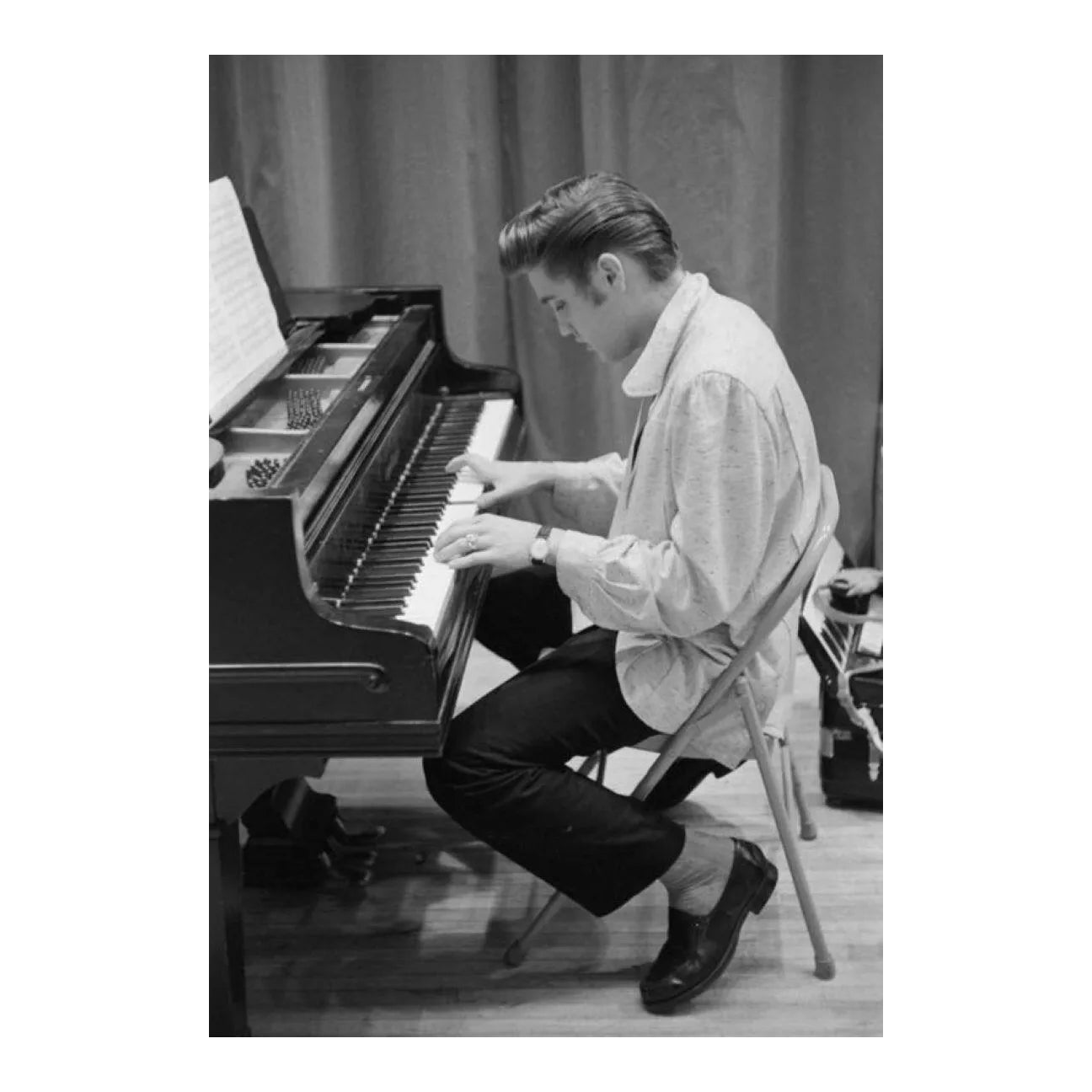 Elvis At the Piano, Silver Gelatin Print, 1956, Printed Later | Chairish