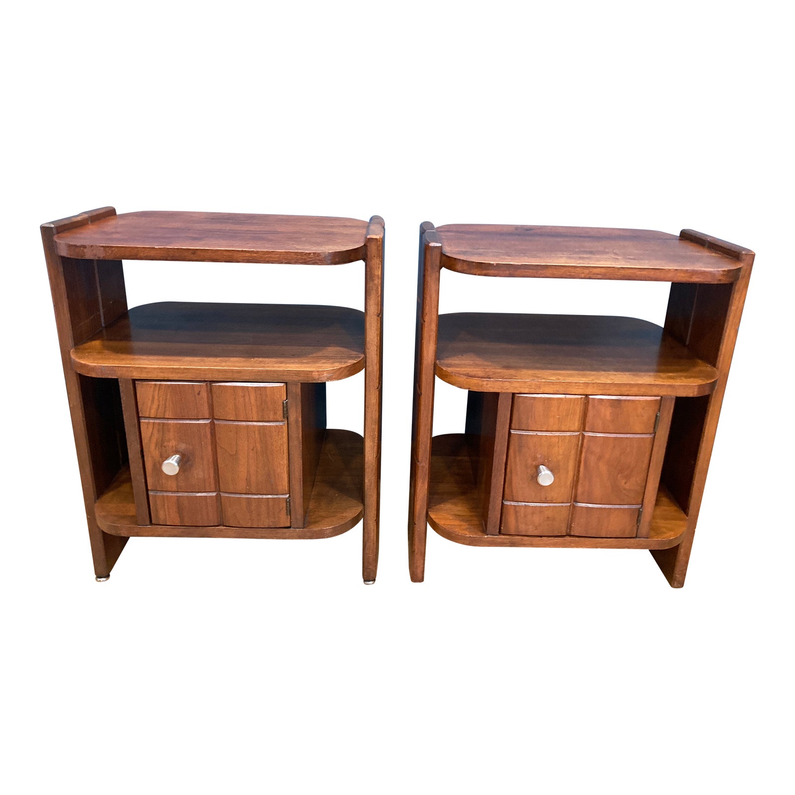 Mid-Century Solid Walnut Nightstands, a Pair | Chairish