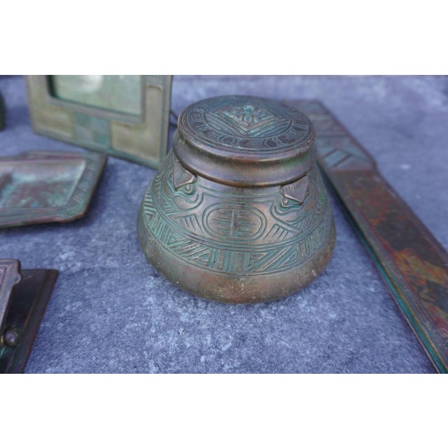 Tiffany Studios Bronze American Indian Motif Desk Set Complete 10 ...