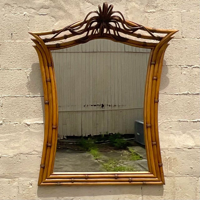 Vintage Coastal Bamboo Frame Mirror | Chairish