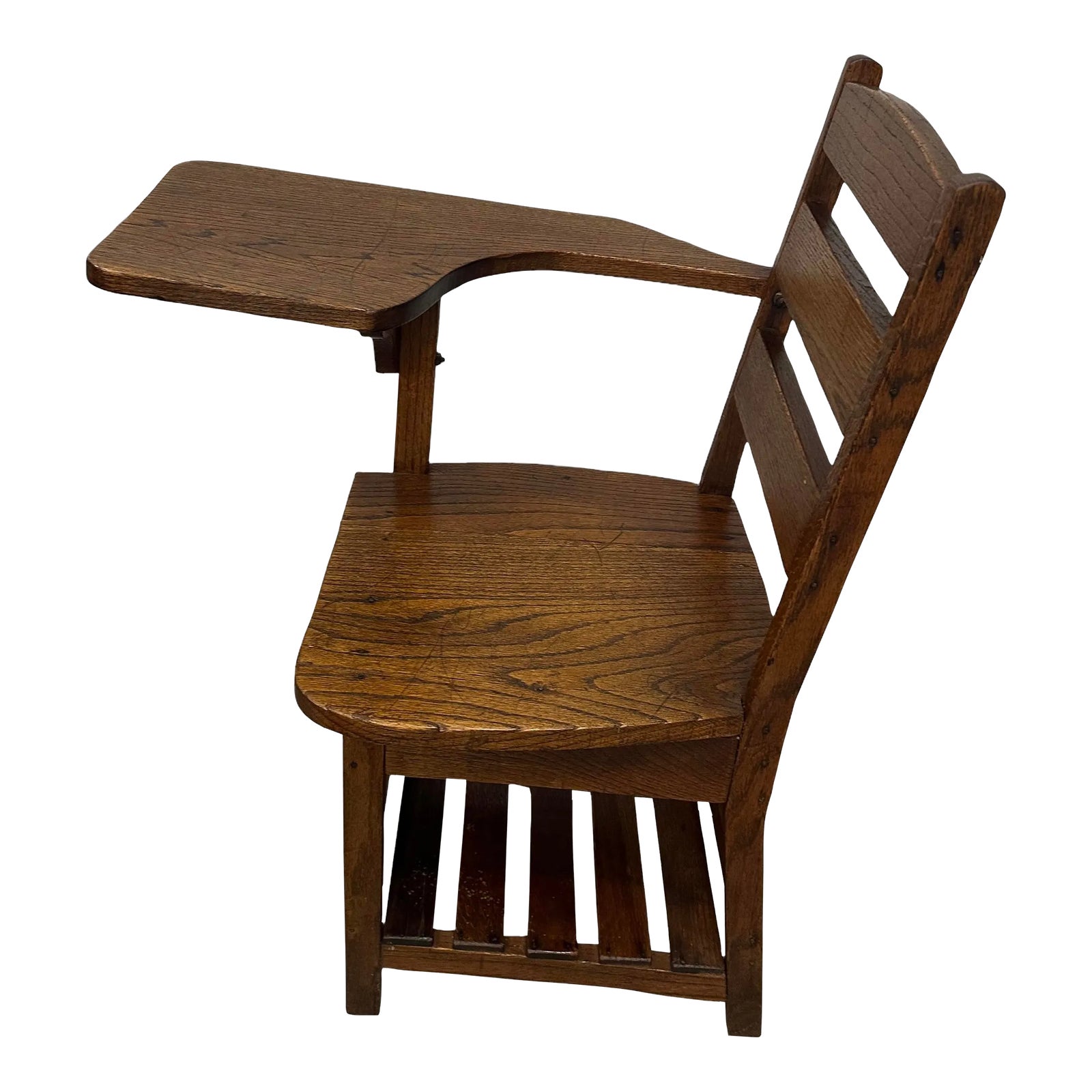 1950’s Antique Early American Solid Wood Student Desk Chair | Chairish