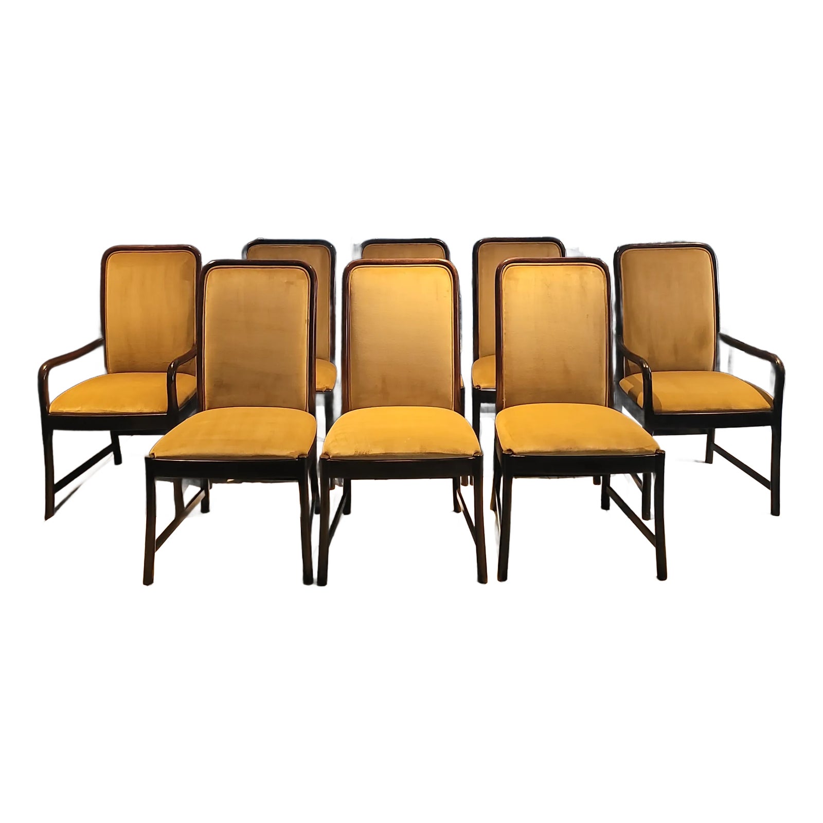 Late 20th Century Set of 8 Postmodern Dining Chairs in Bronze/Caramel ...