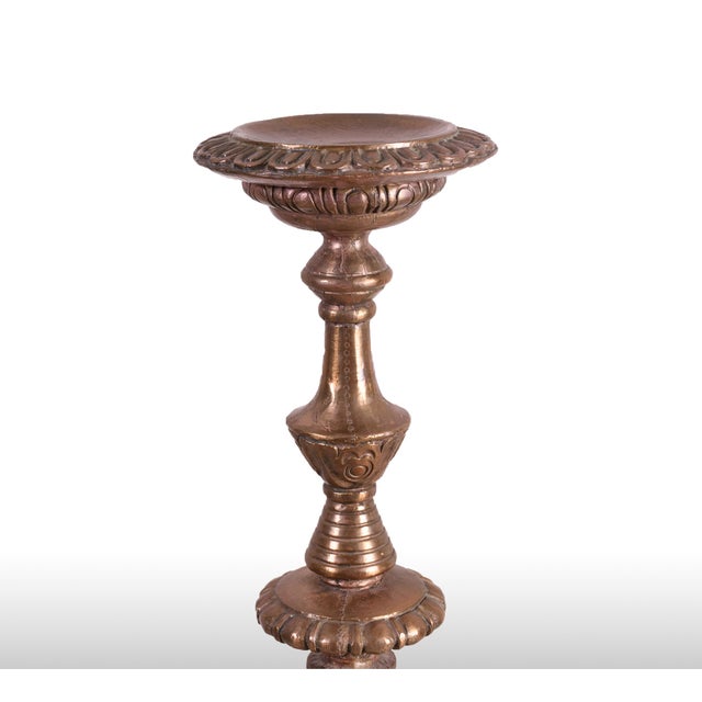 Early 21st Century Finish Wood Candle Stand | Chairish