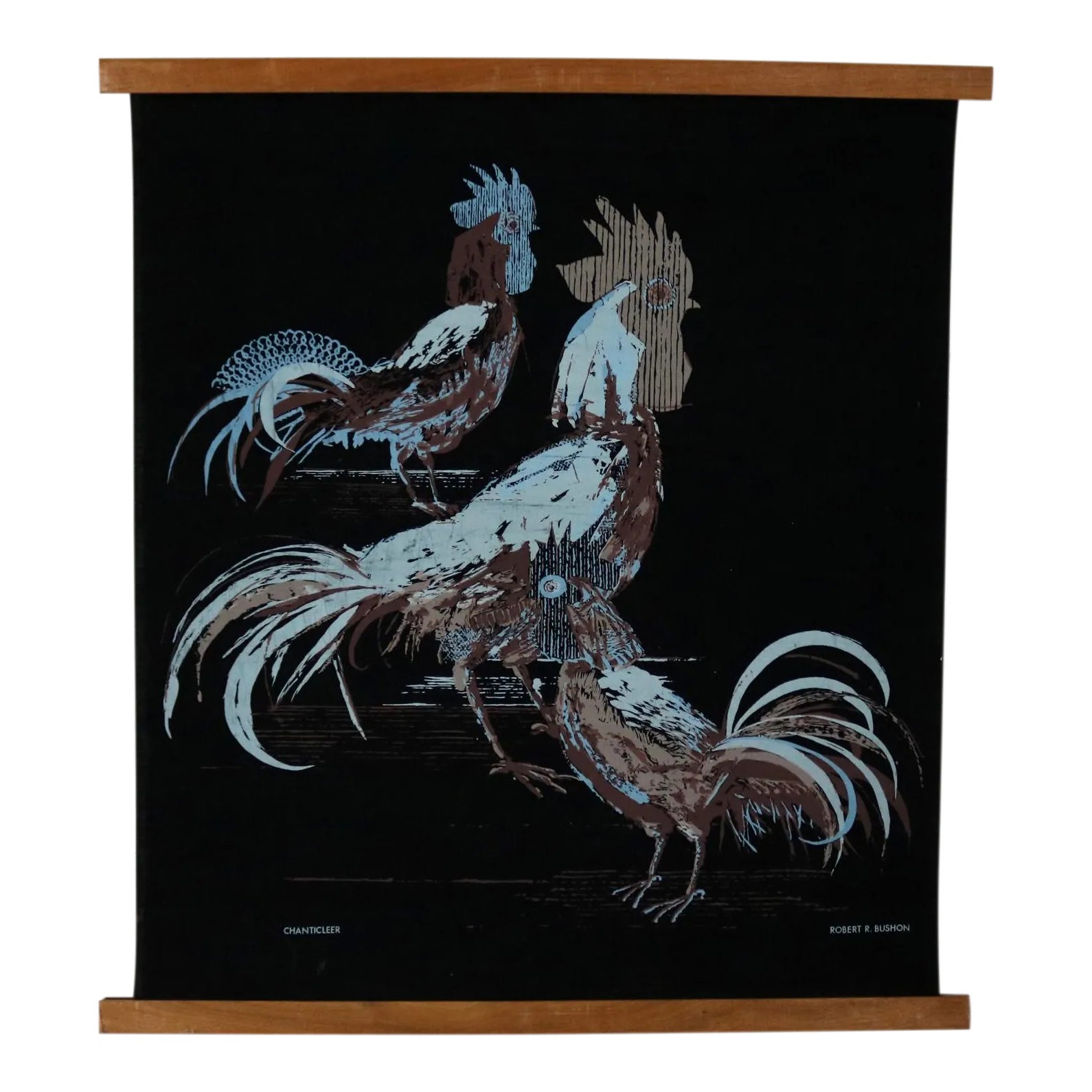 Robert Bushong Silkscreen Wall Scroll Chanticleer for Tom Tru Raymor ...