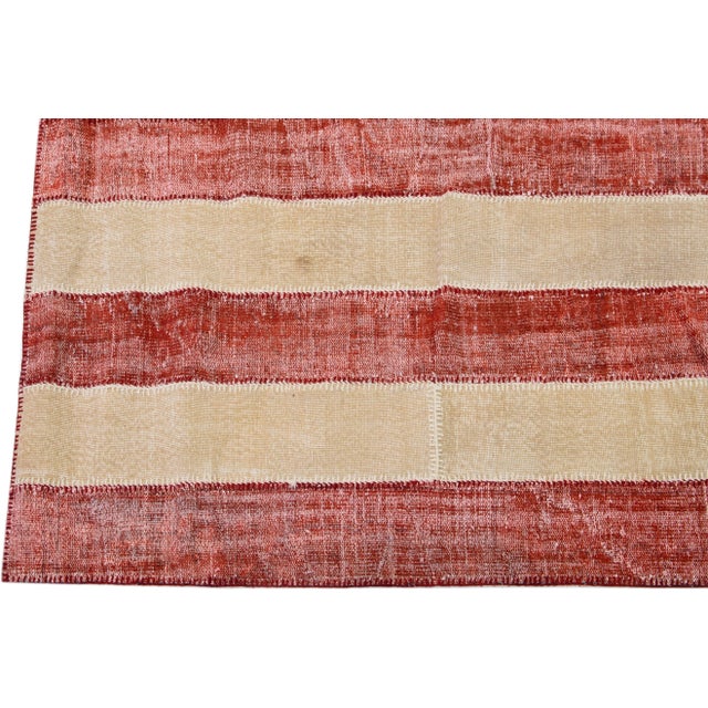 Mid-Century Vintage American Flag Patchwork Wool Rug | Chairish