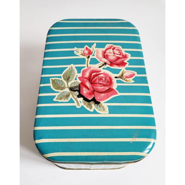 Mid-Century Modern Striped Candy Manufacturers Tin-Box, 1950s | Chairish