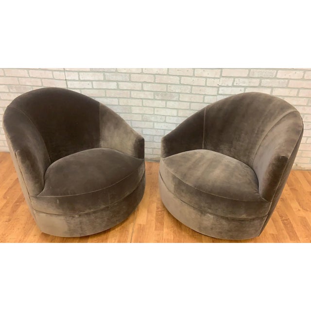 Post Modern Asymmetrical Barrel Back Swivel Chairs Newly Reupholstered ...