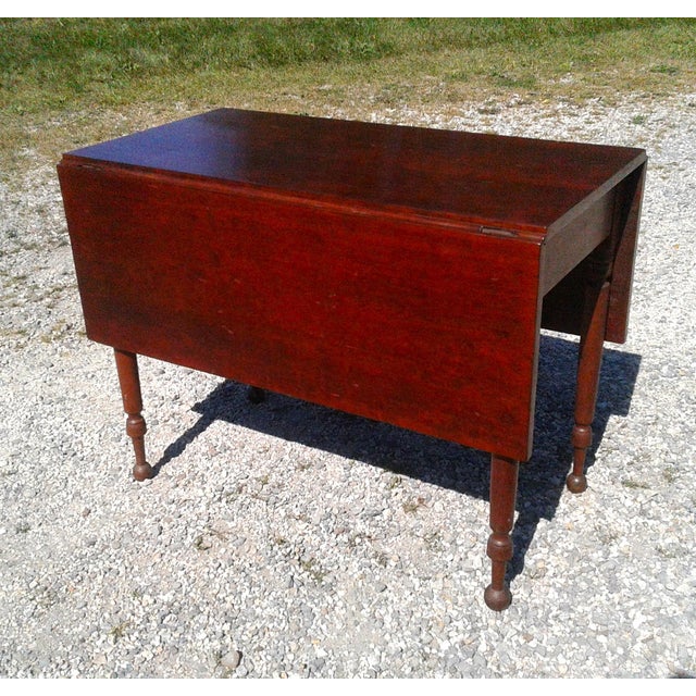Antique Solid Cherry Drop Leaf Table With Older Refinish 1860s | Chairish