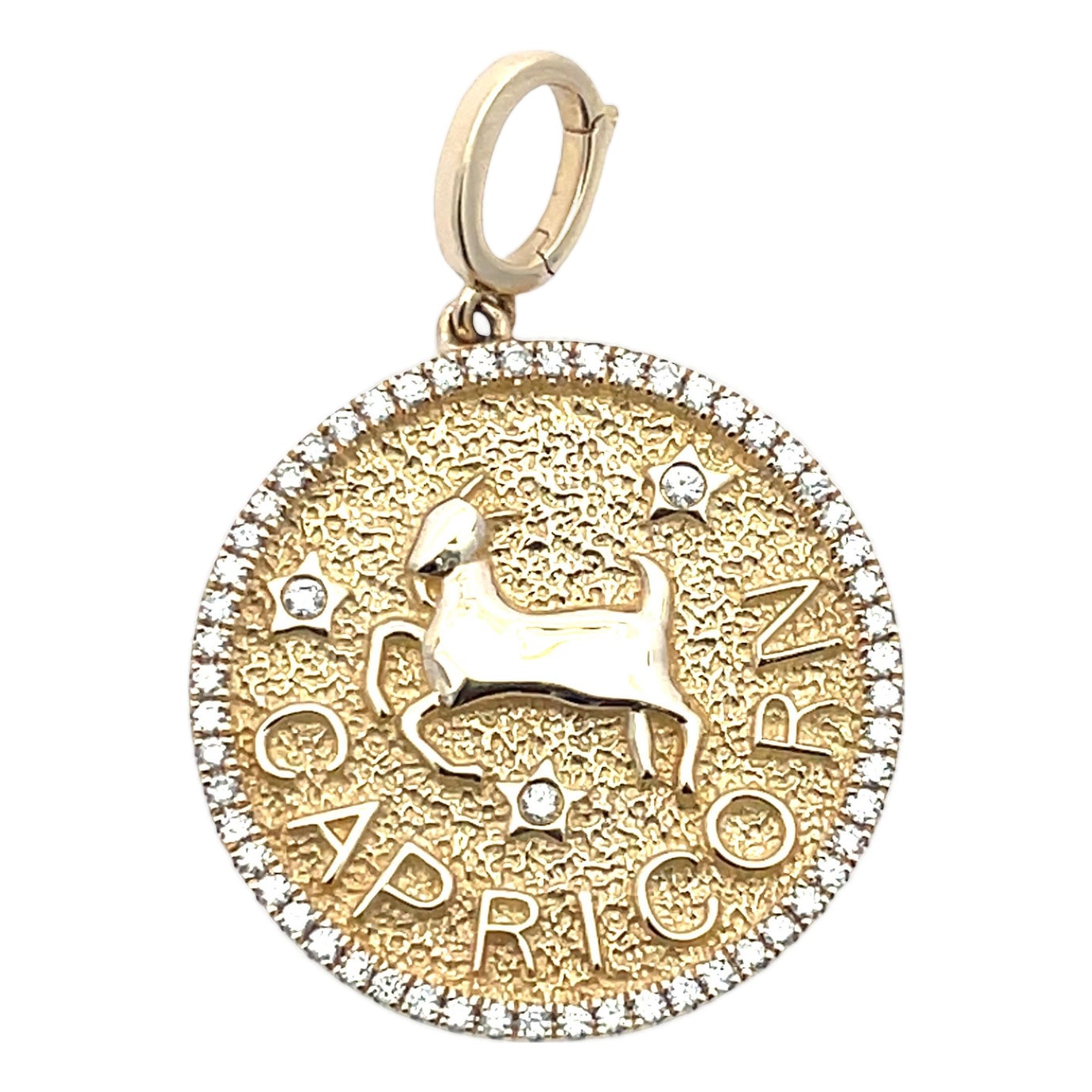 14k Yellow Gold Capricorn Diamond Charm/Pendant | Chairish