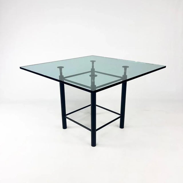 Postmodern Dining Table in Steel and Thick Glass, 1980s | Chairish