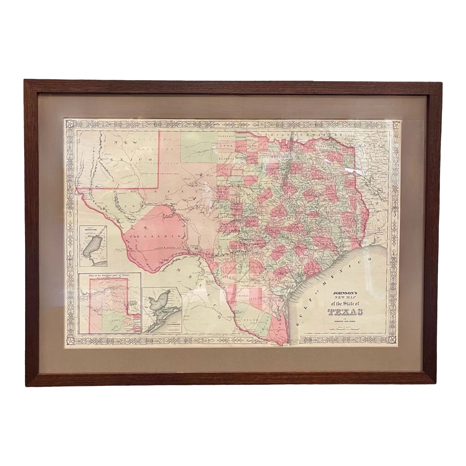 1865 "Johnson's New Map of the State of Texas" by Johnson and Ward ...