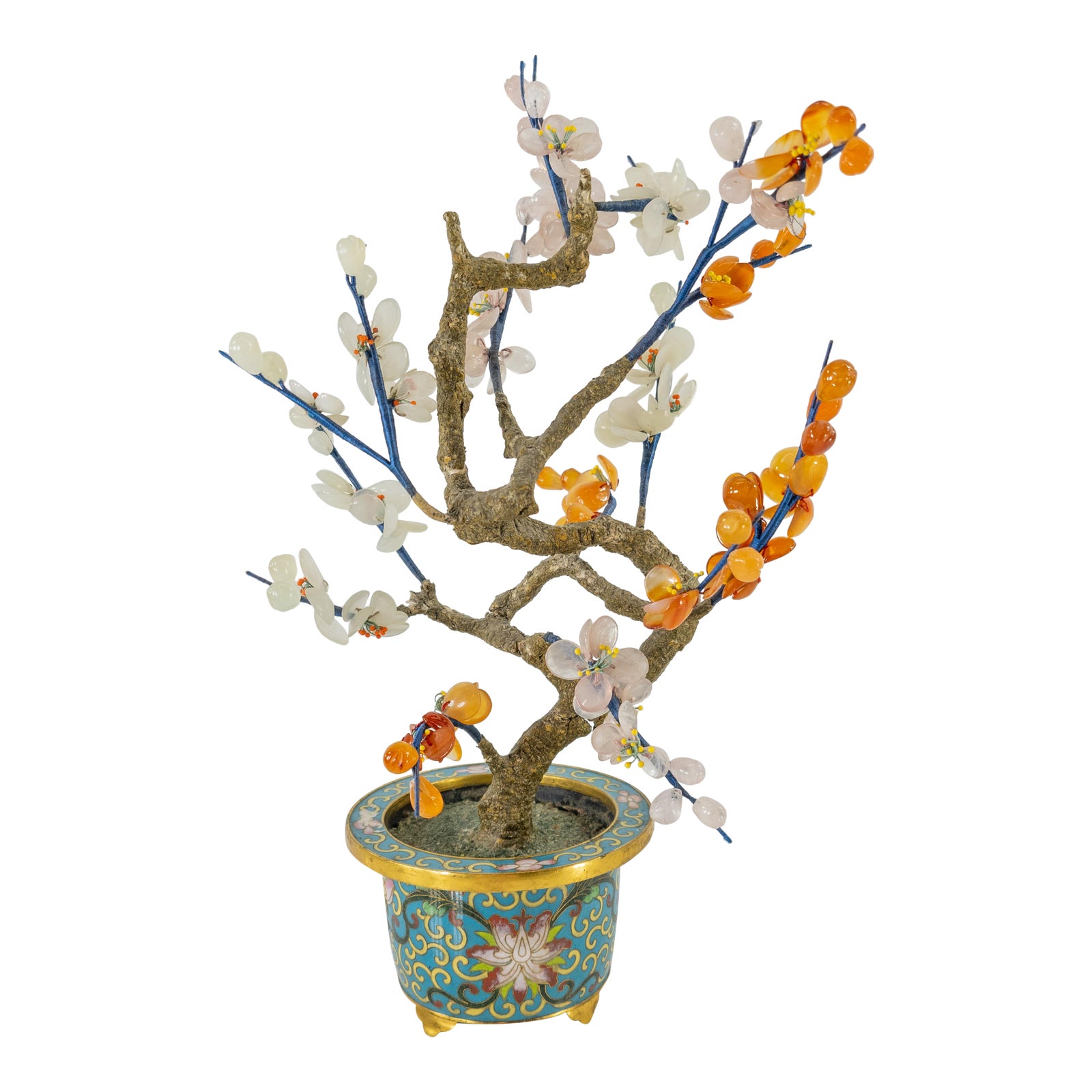 Vintage Chinese Cloisonne Jade Tree | Chairish