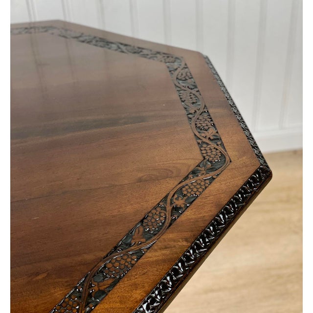 Antique Victorian Walnut Carved Grapevine Motif Octagonal Library Table ...