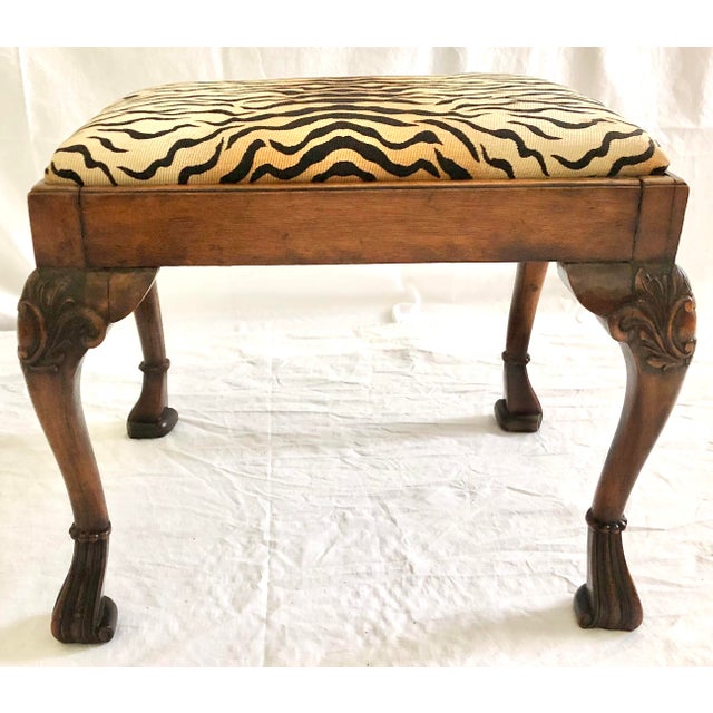 Late 18th Century English Georgian, Carved Walnut Stool | Chairish