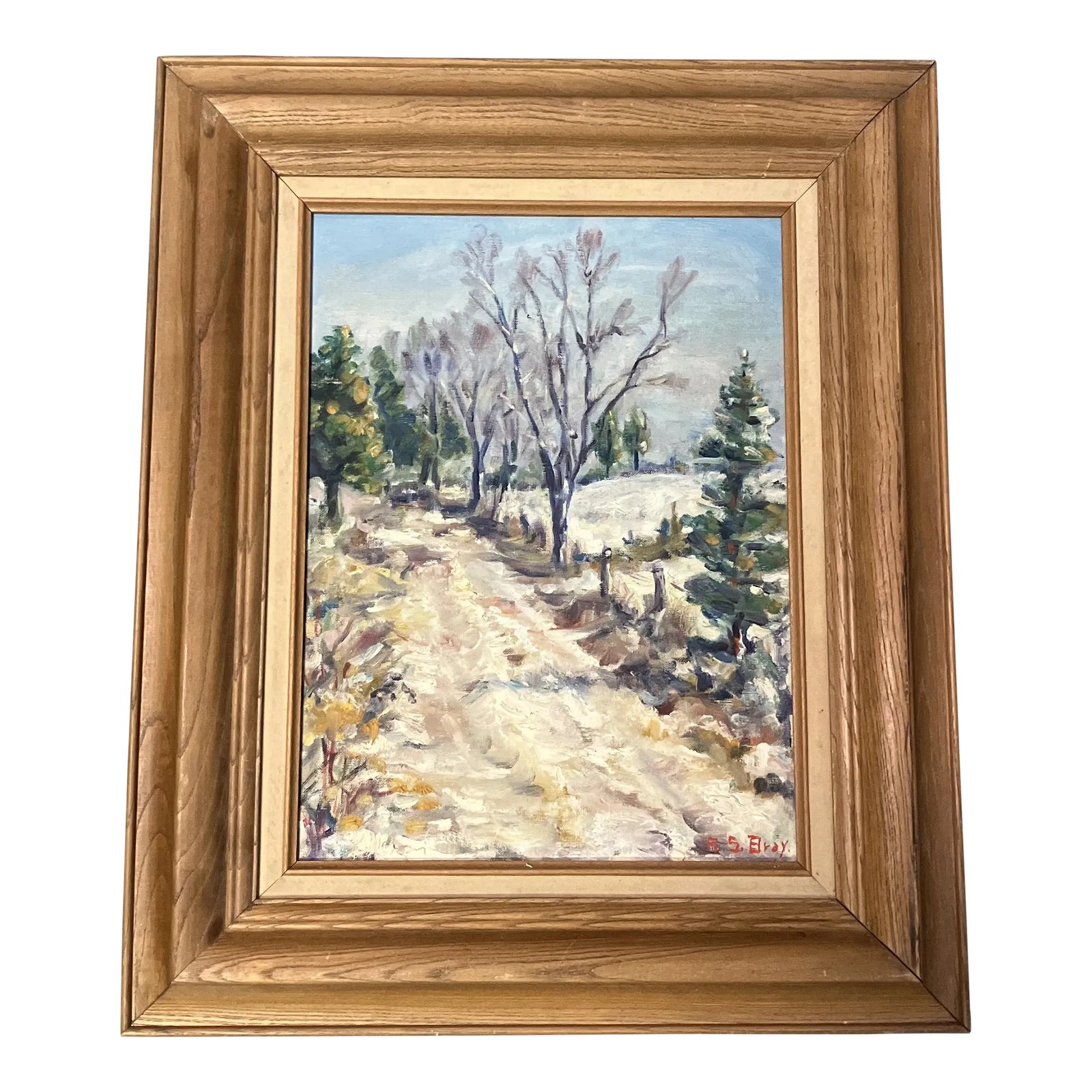 1970’s Original Contemporary Impressionist Snowy Landscape Painting ...