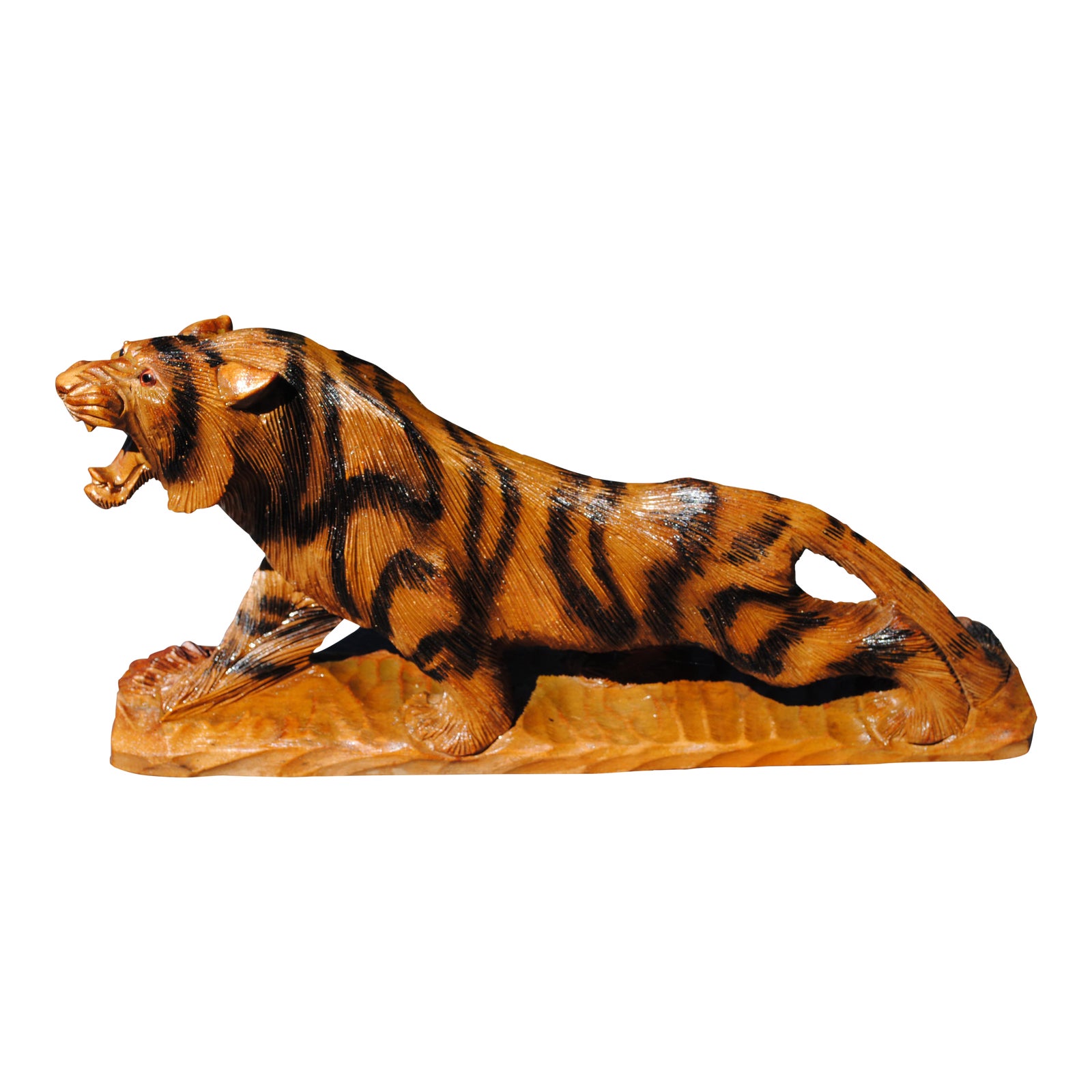 Vintage Asian Korean Carved Wood Tiger Figure | Chairish