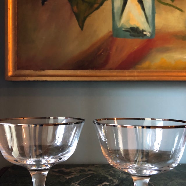Silver Rimmed Vintage Glasses - Set of 7 | Chairish