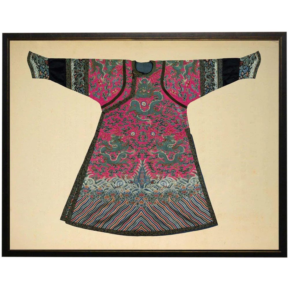 Dark Pink Robe in Black & Copper Shadowbox 17x13 | Chairish