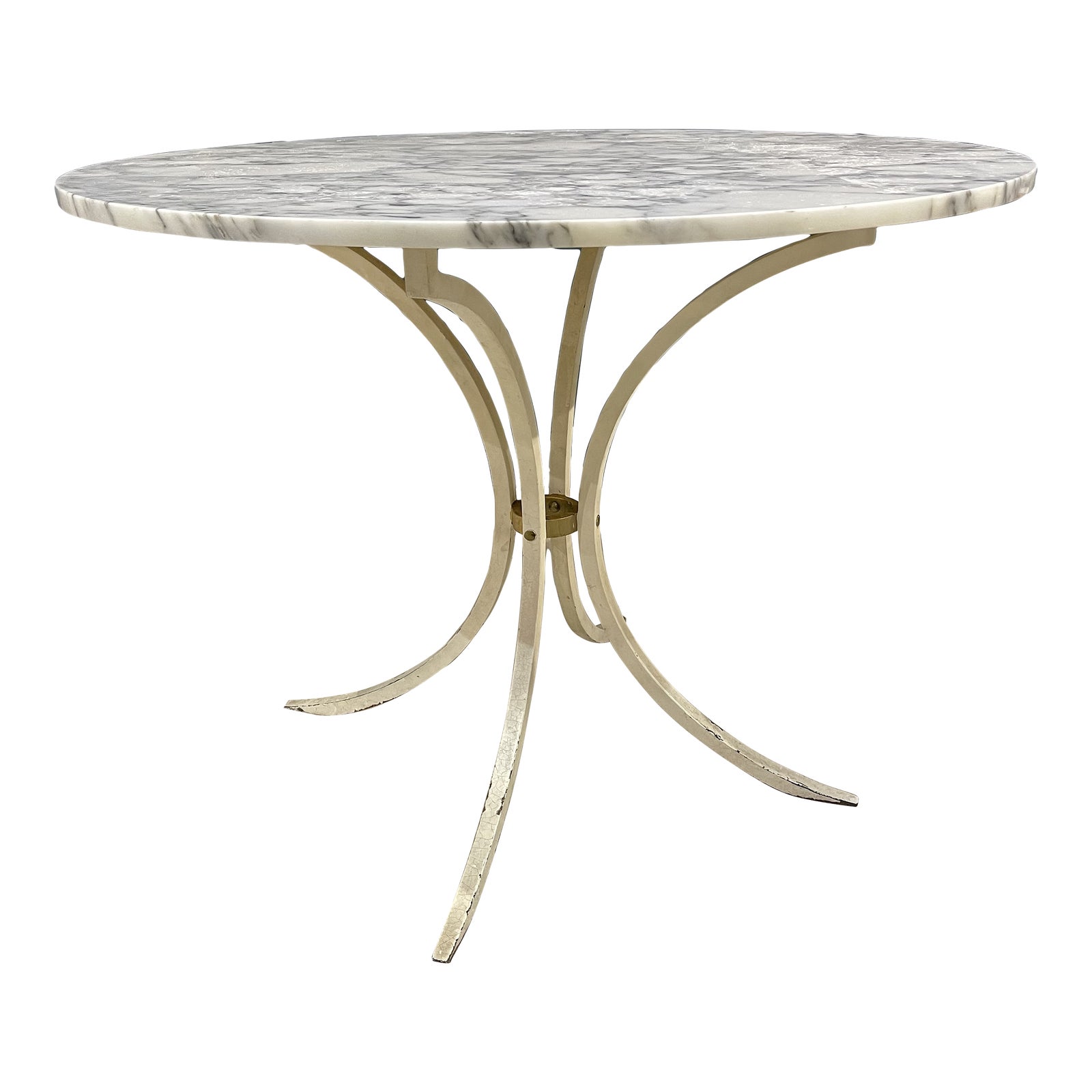 1950s Round Marble Table With Curved Arched Base | Chairish