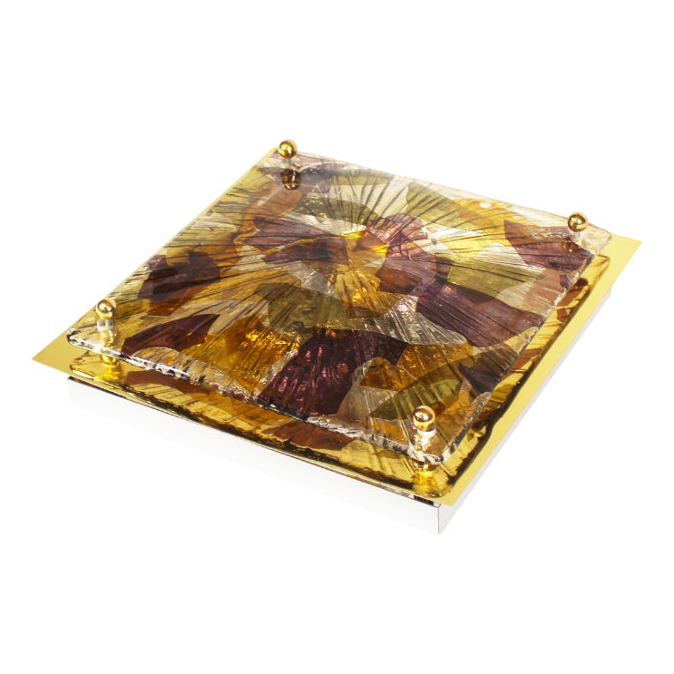 Brass and Murano Glass Flush Mount from La Murrina, 1970s | Chairish
