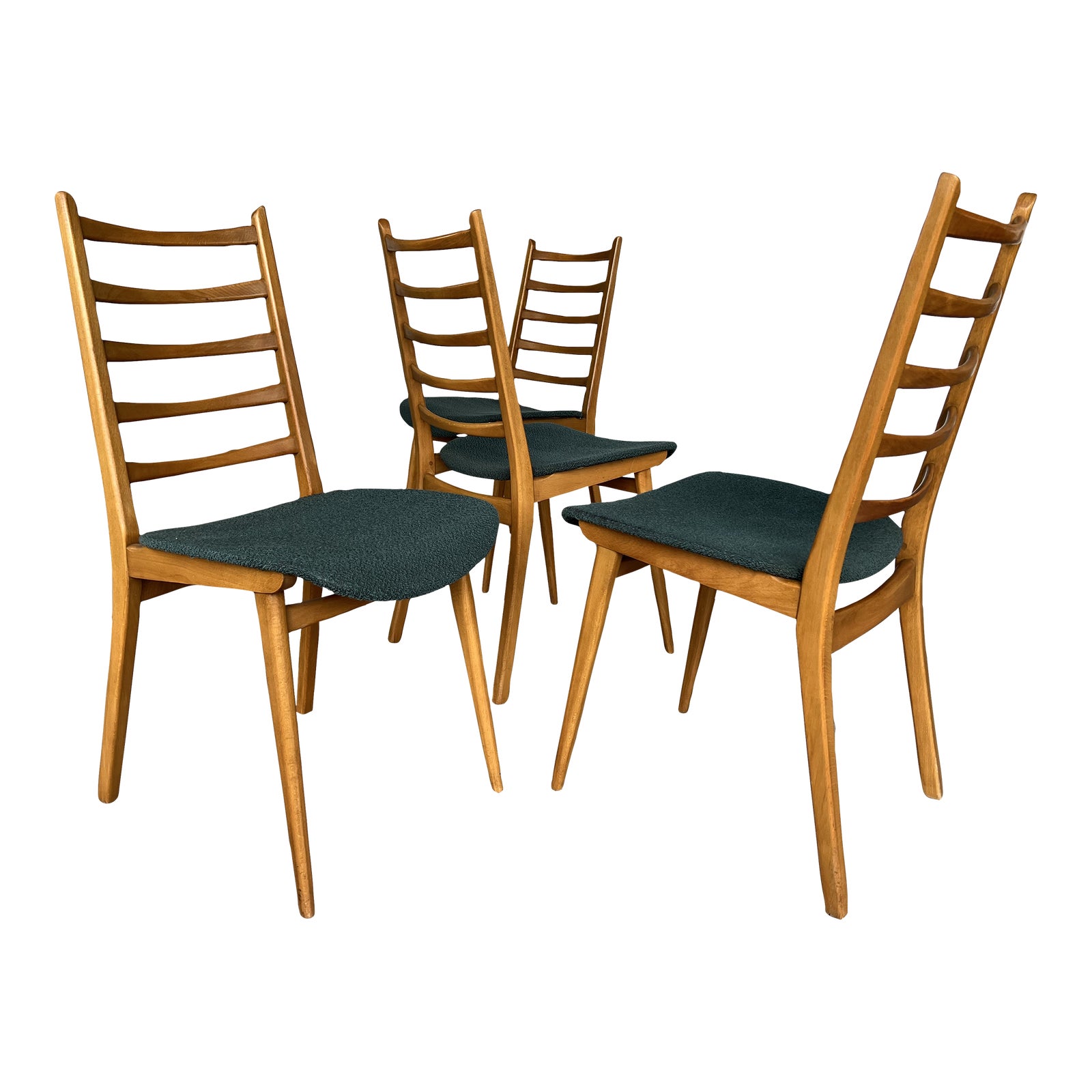 Danish Mid Century Modern Ladder Back Dining Chairs Attributed to Kai ...