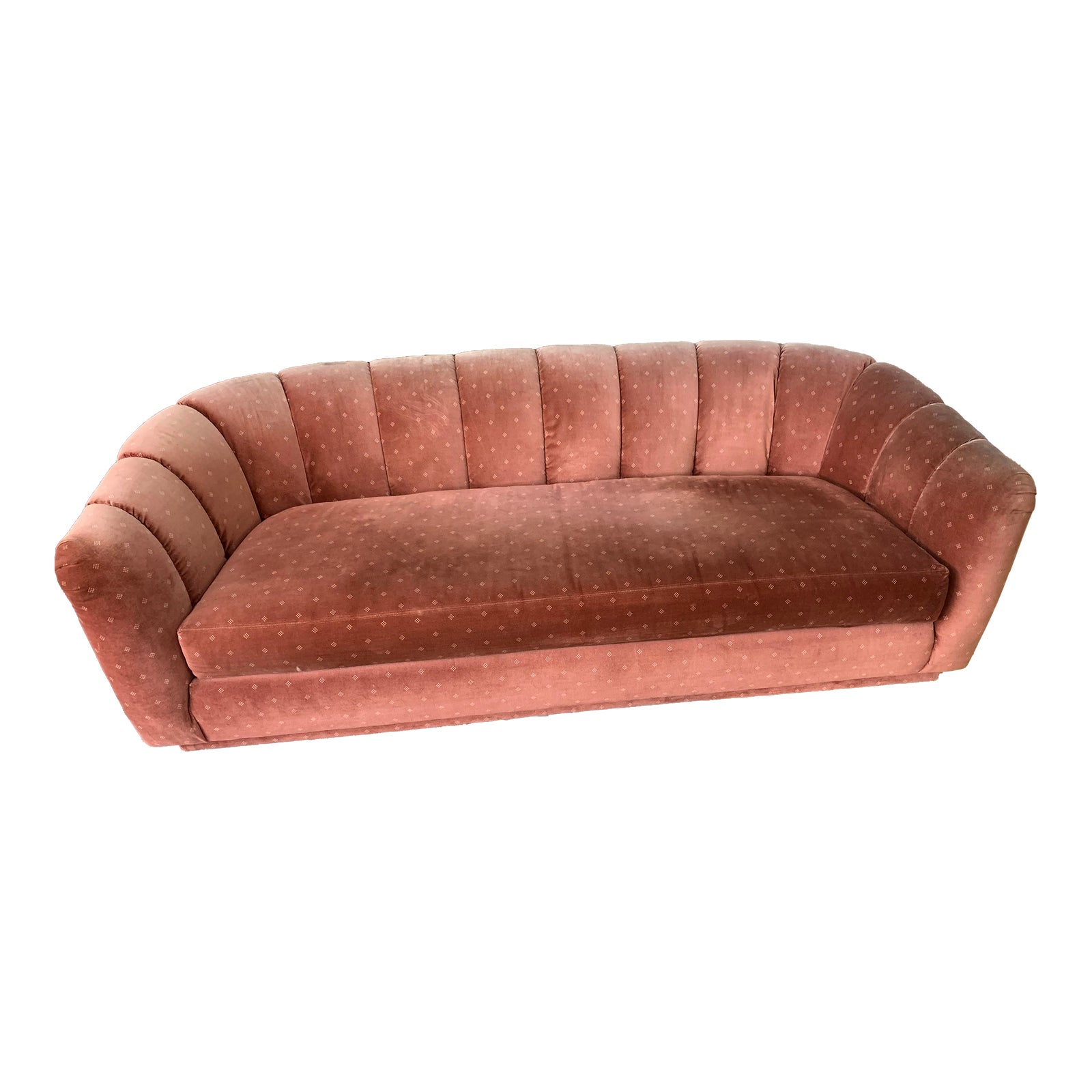 Sherrill Vintage 1983 Mauve/Pink Velour Sofa | Chairish