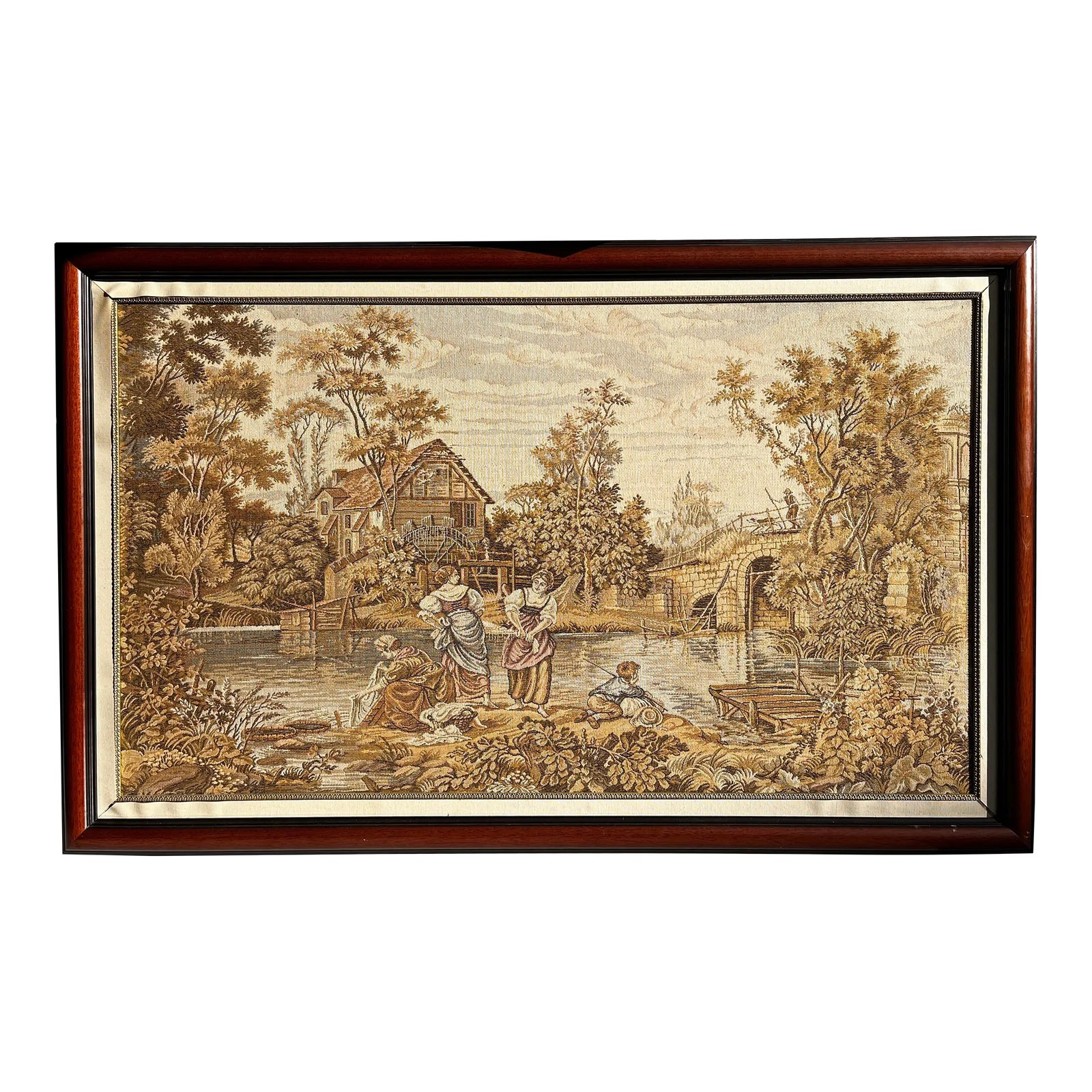 1960s Large Panoramic Framed Tapestry | Chairish
