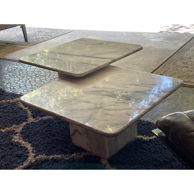 1960s Pair of Square Carrara Marble Side Tables | Chairish