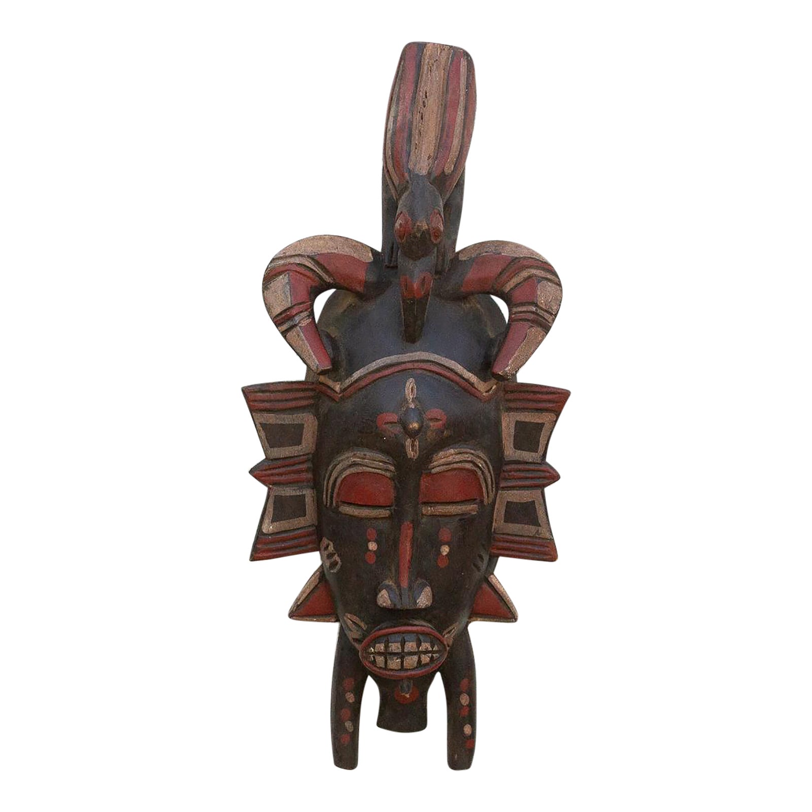 Painted "Lipiko" African Mask, a Guardian Spirit | Chairish