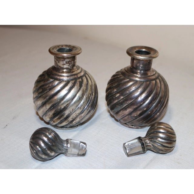 Pair Antique 19th Century Victorian Silver Plate Scent Cologne Perfume ...