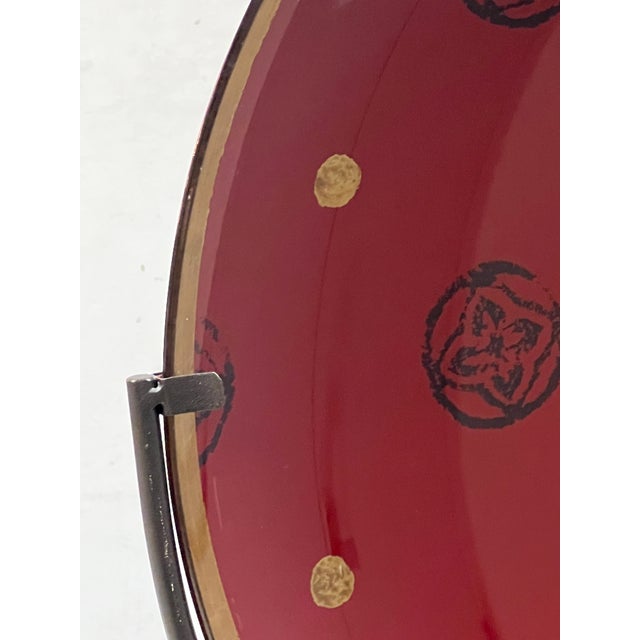 Asian Inspired Ceramic Plate + Iron Stand | Chairish