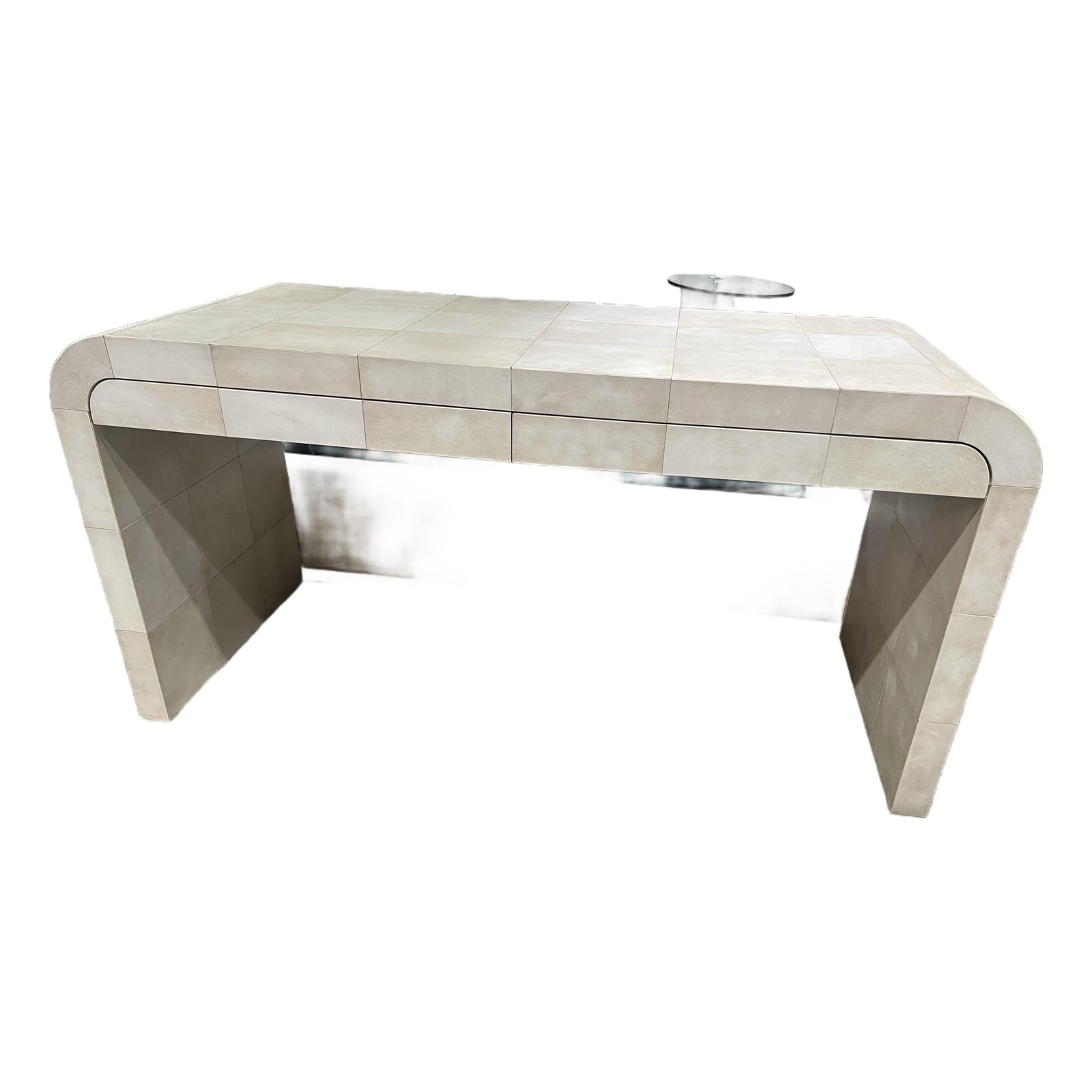 Restoration Hardware Parchment Leather Desk | Chairish