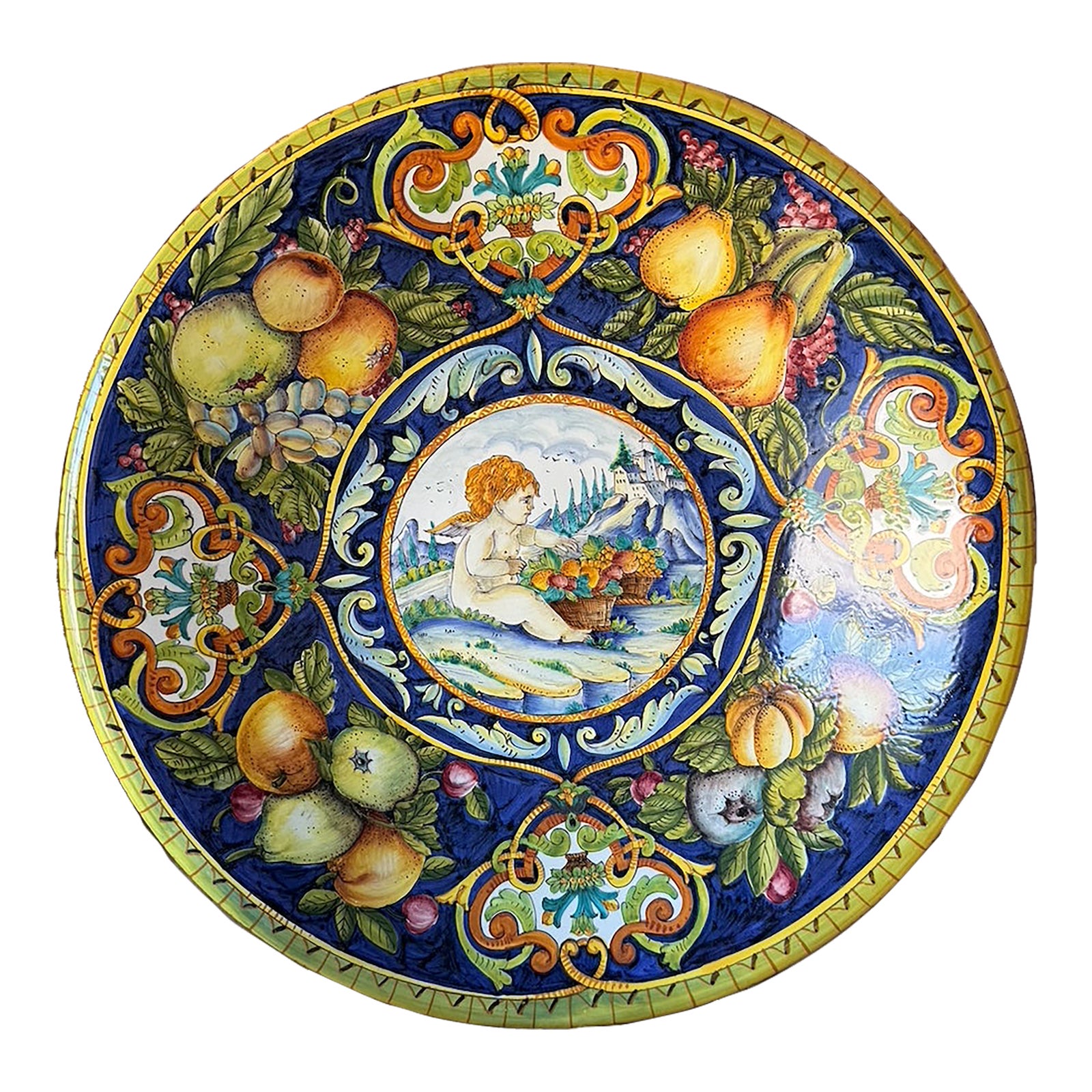 1970s Painted Ceramic Plate | Chairish