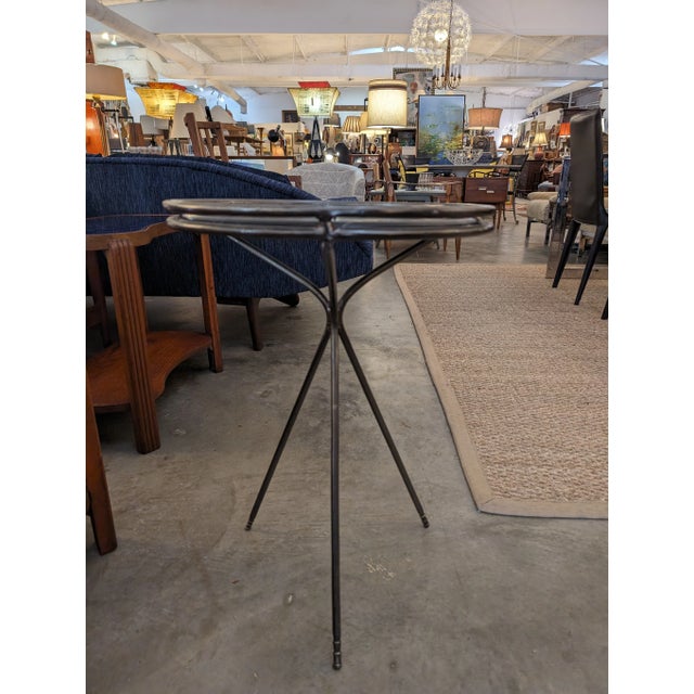1980s Granite Top Side Table Tri Leg | Chairish