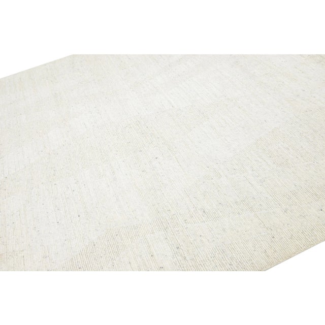 Apadana's Modern Moroccan Style Wool Rug in Ivory Features a Minimalist ...