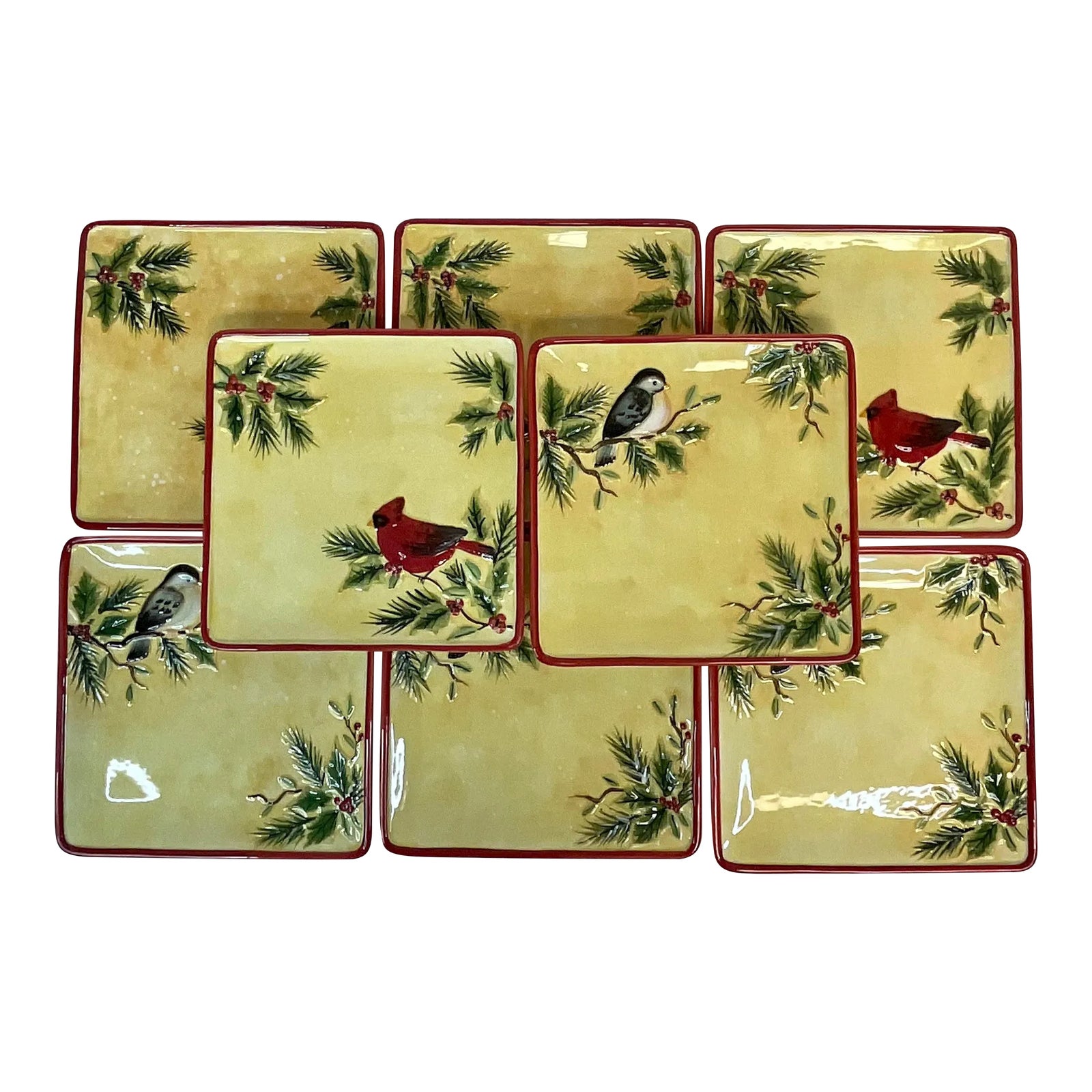 Clearance-1980s Americana Traditional Christmas Cardinal & Wren Square ...