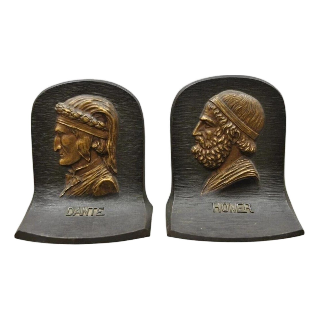 Vintage Bradley & Hubbard Cast Iron Dante and Homer Bookends - A Pair ...