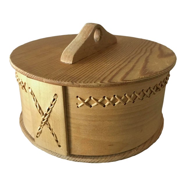 1990s Traditional Swedish Svepask Folk Art Bent Wood Box | Chairish