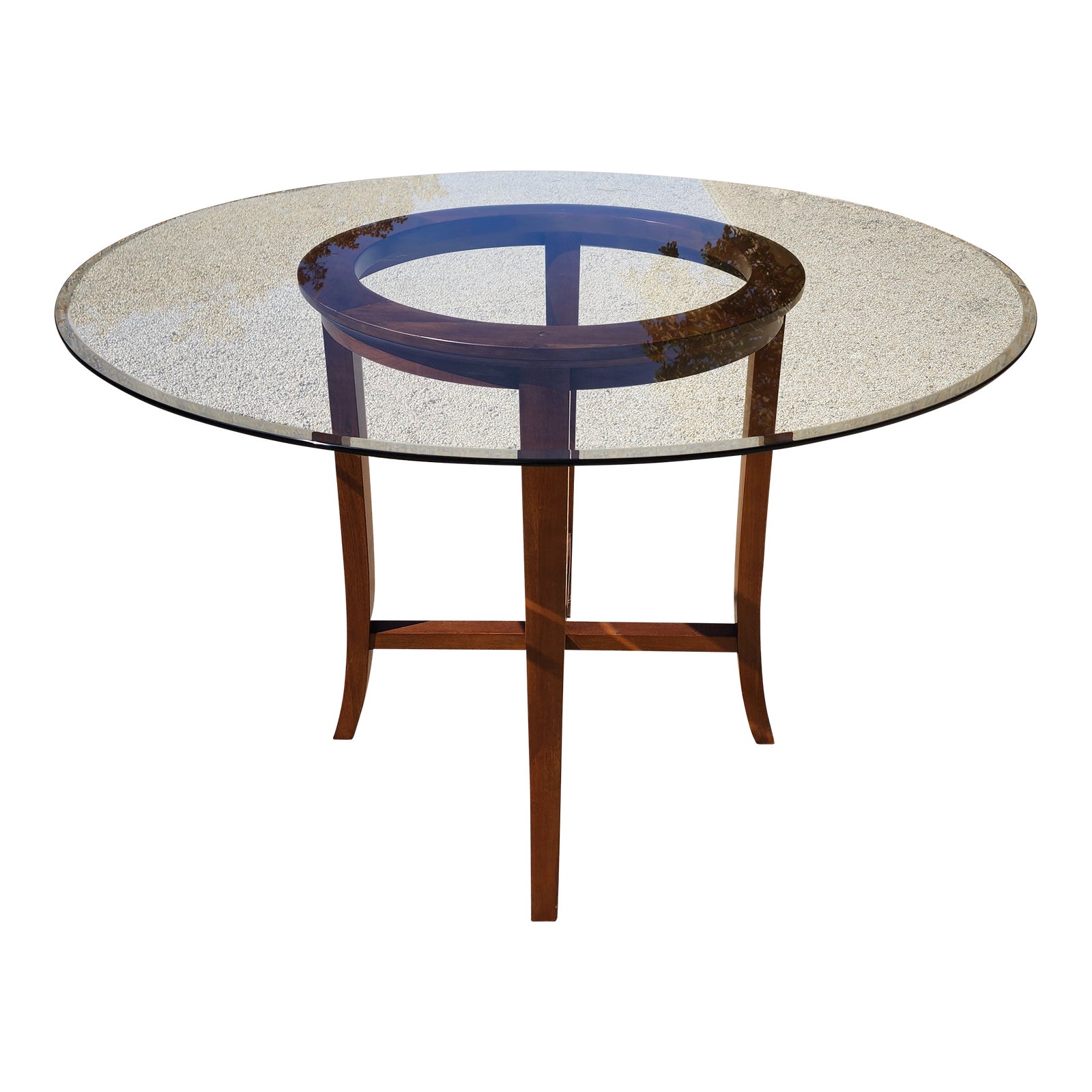 Bar Height Round Glass Top Dining Table | Chairish