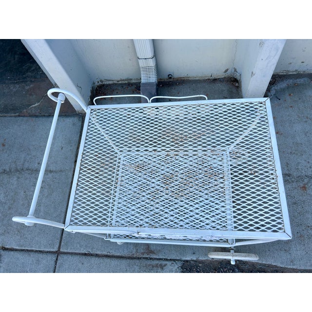 Vintage Wrought Iron White Bar Cart Attributed to Woodward Briarwood ...