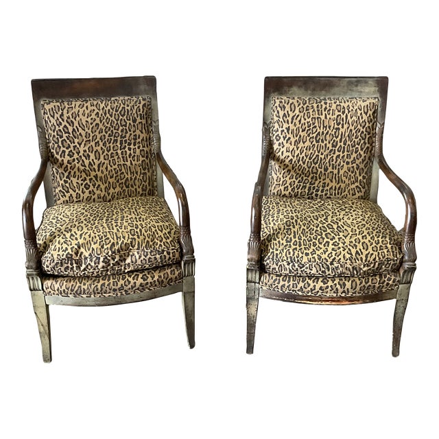 Pair of Antique French Consulate Style Fauteuil Chairs | Chairish