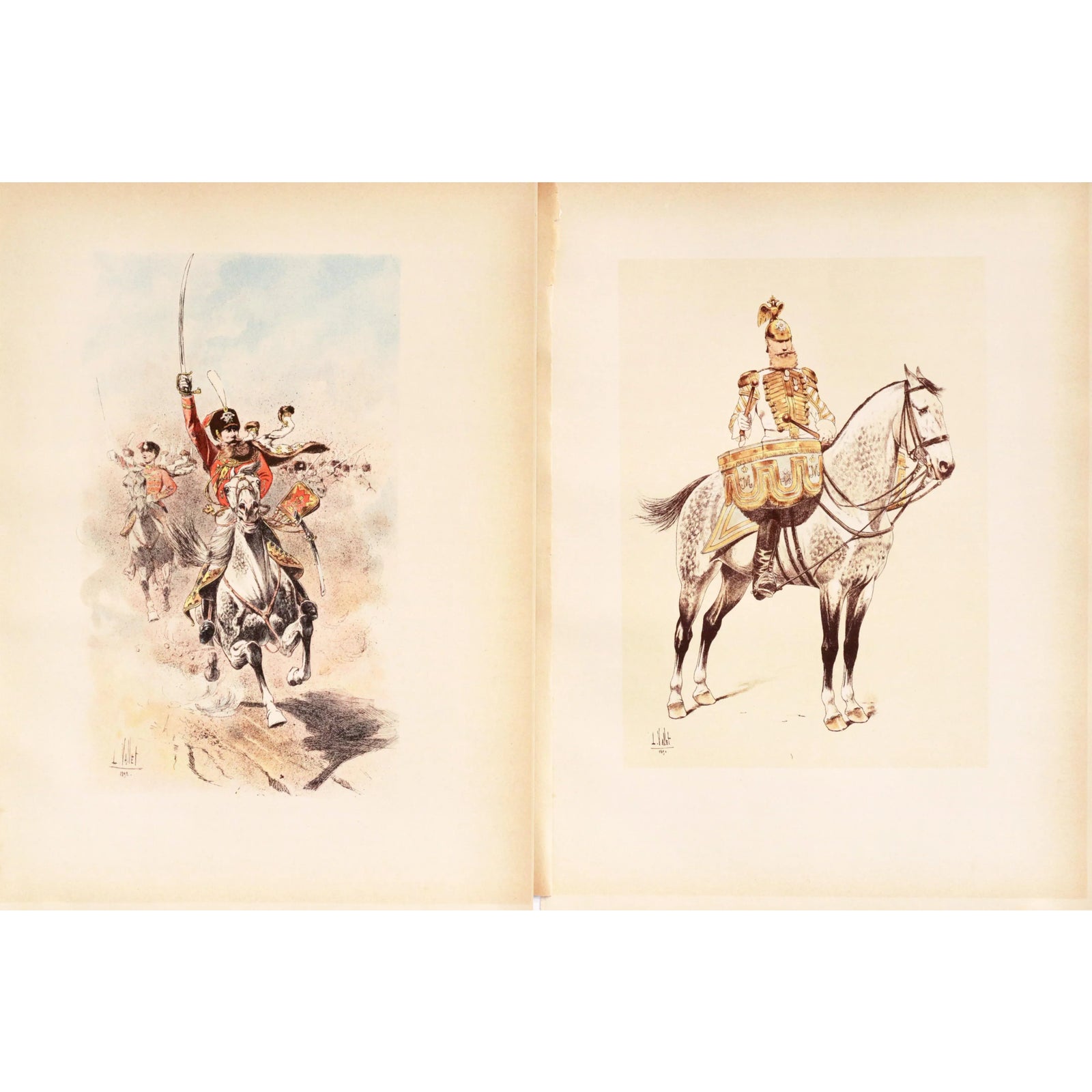 1893 French Cavalry Lithographs, Firmin Didot - Vallet (Set #29) - Set ...
