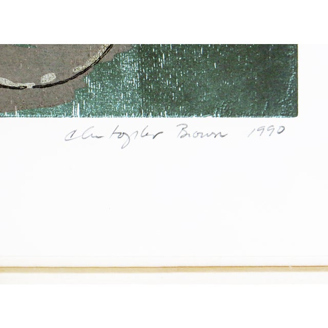 1990 Christopher Brown - Large Color Woodcut - Circle, Smoke and Braid ...